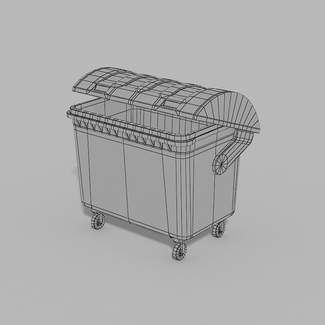 3d Model Large Trash Container Cans