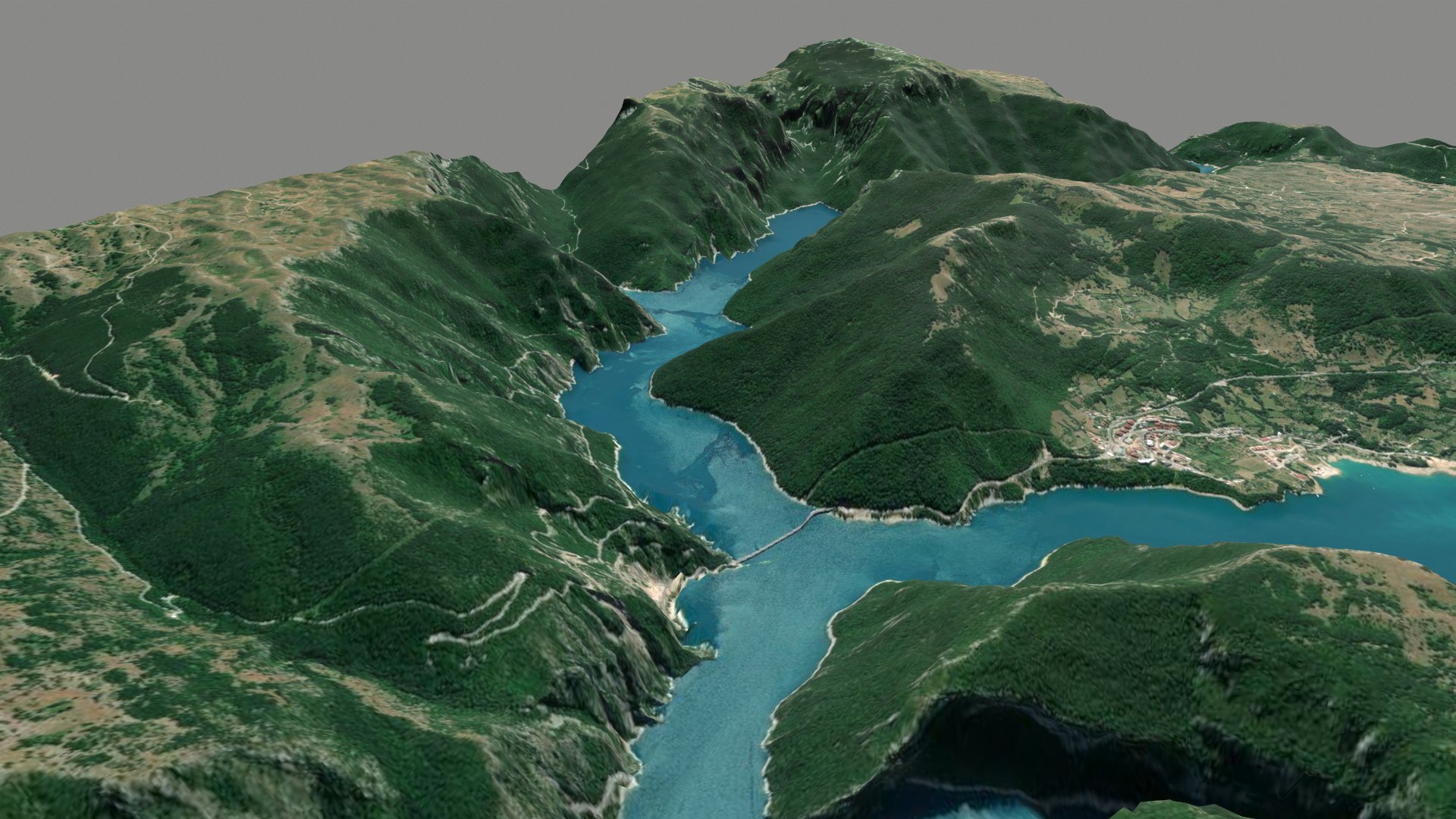 3D Model Mountain Landscape And City Pluzhine Montenegro - TurboSquid ...