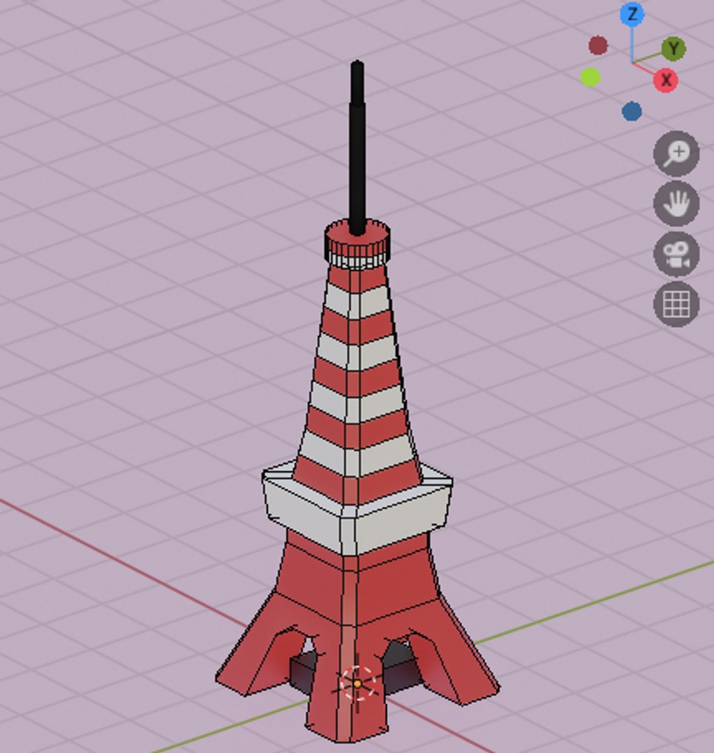 3D Cartoon Simple Tokyo Tower - TurboSquid 1588216