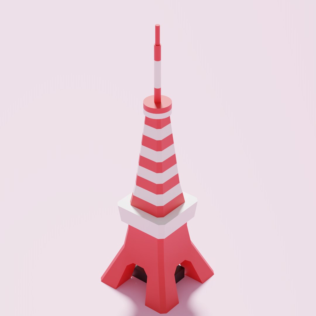 3D Cartoon Simple Tokyo Tower - TurboSquid 1588216