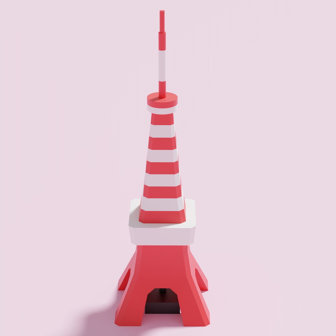 3D Cartoon Simple Tokyo Tower - TurboSquid 1588216