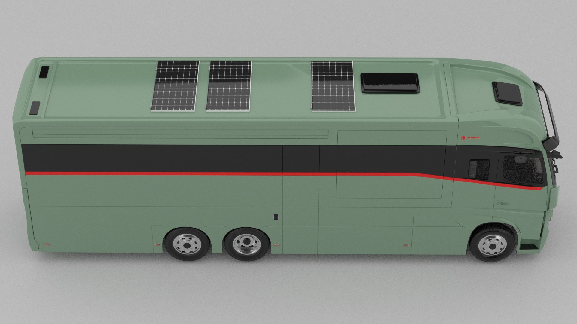 3D Dembell Motorhome Model M Green Color Class A Mercedes-Benz Actros ...