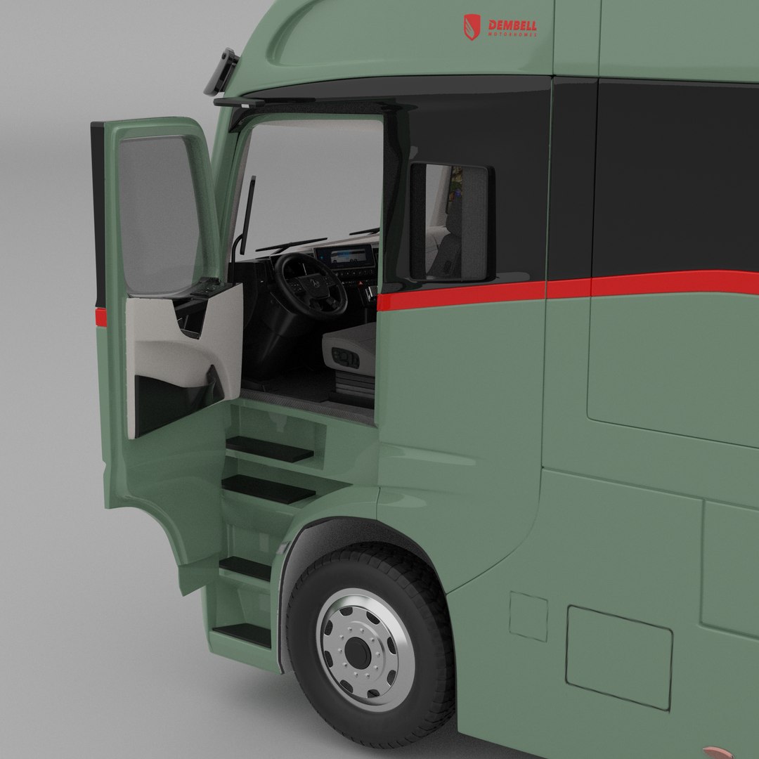 3D Dembell Motorhome Model M Green Color Class A Mercedes-Benz Actros ...