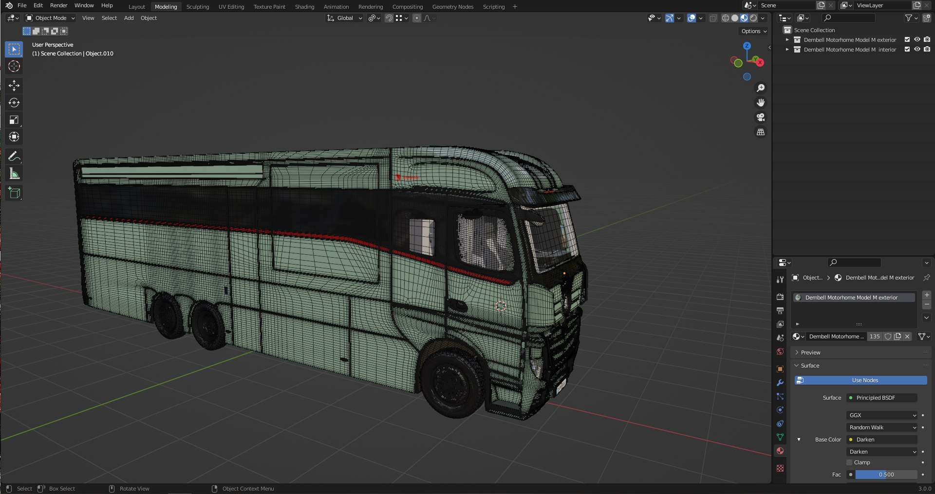 3D Dembell Motorhome Model M Green Color Class A Mercedes-Benz Actros ...