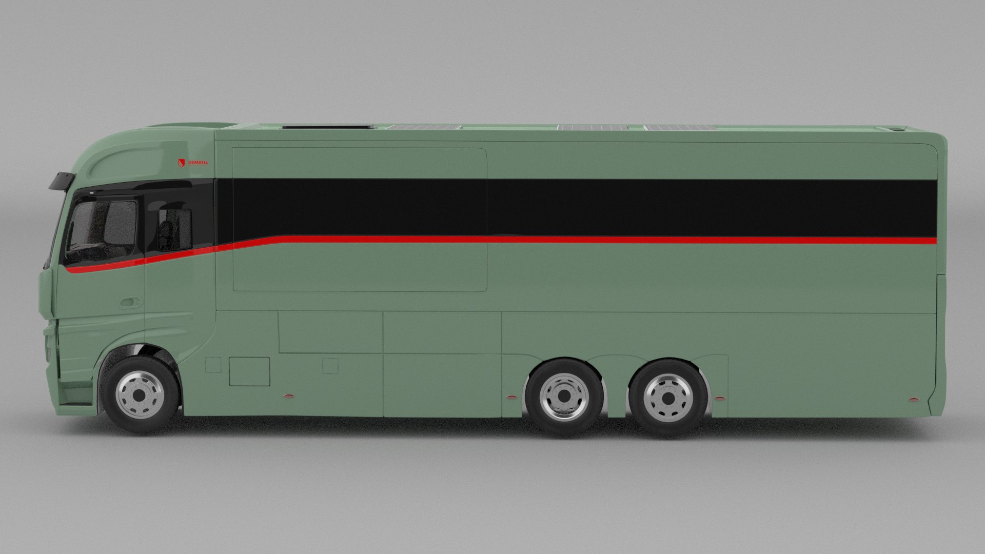 3D Dembell Motorhome Model M Green Color Class A Mercedes-Benz Actros ...