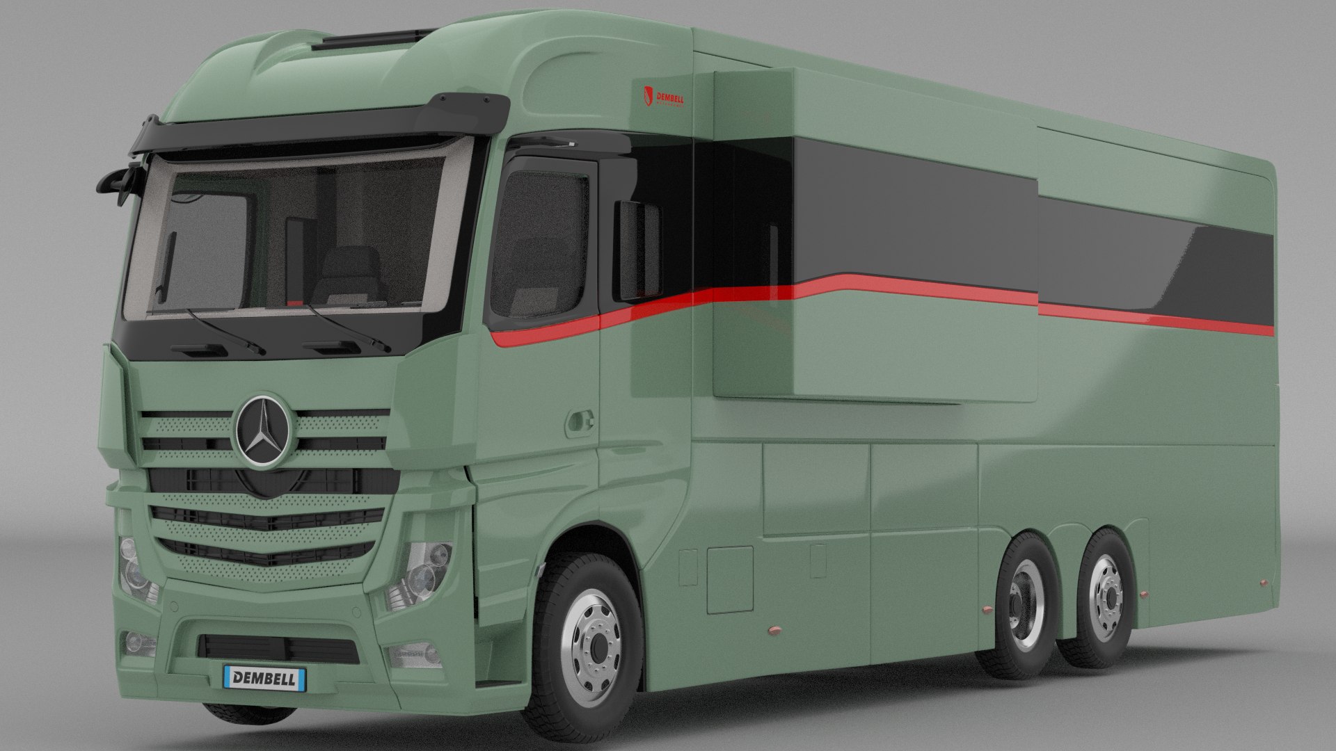 3D Dembell Motorhome Model M Green Color Class A Mercedes-Benz Actros ...