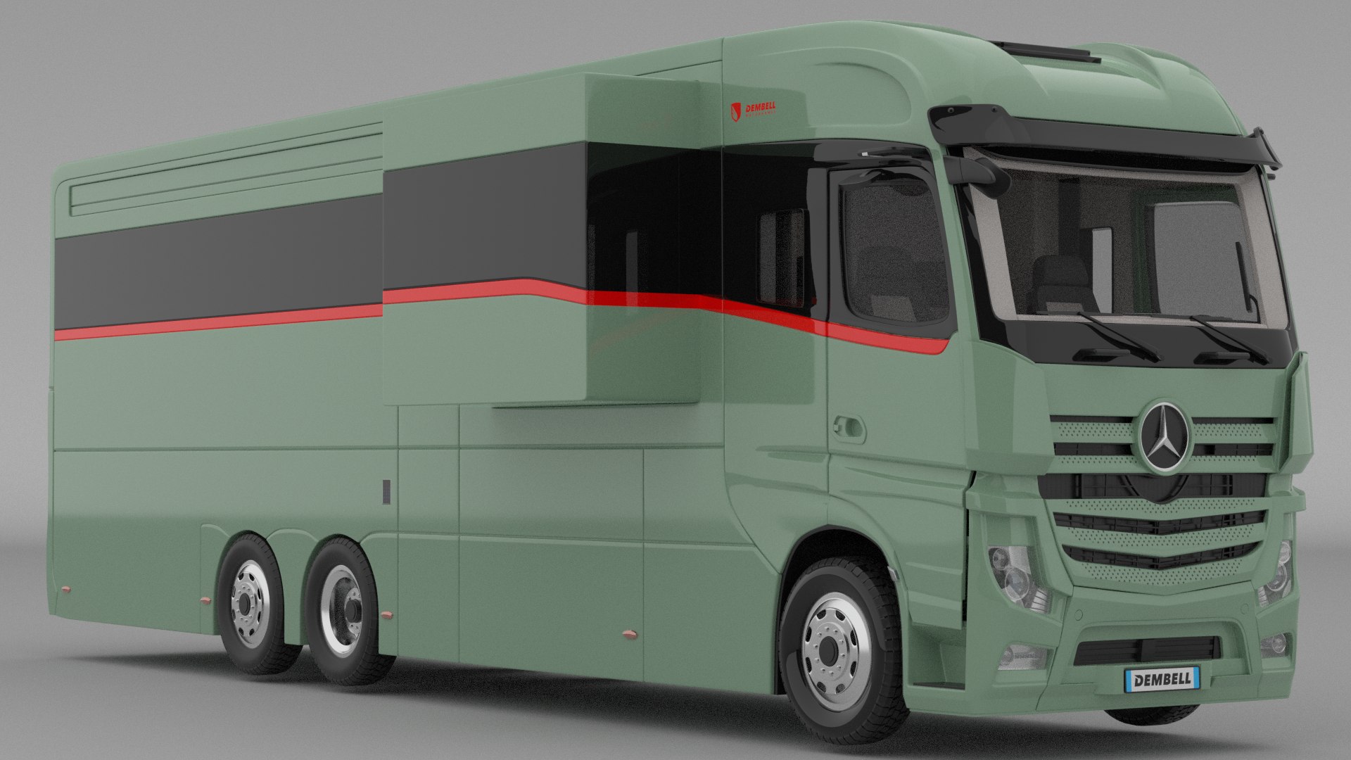 3D Dembell Motorhome Model M Green Color Class A Mercedes-Benz Actros ...