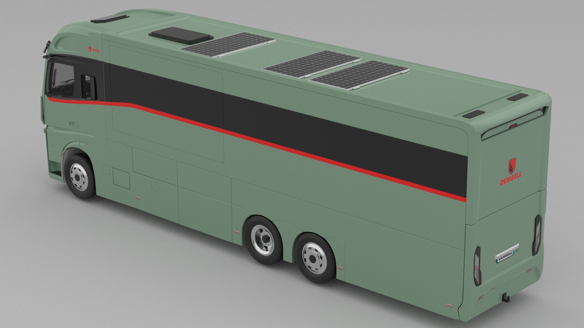 3D Dembell Motorhome Model M Green Color Class A Mercedes-Benz Actros ...
