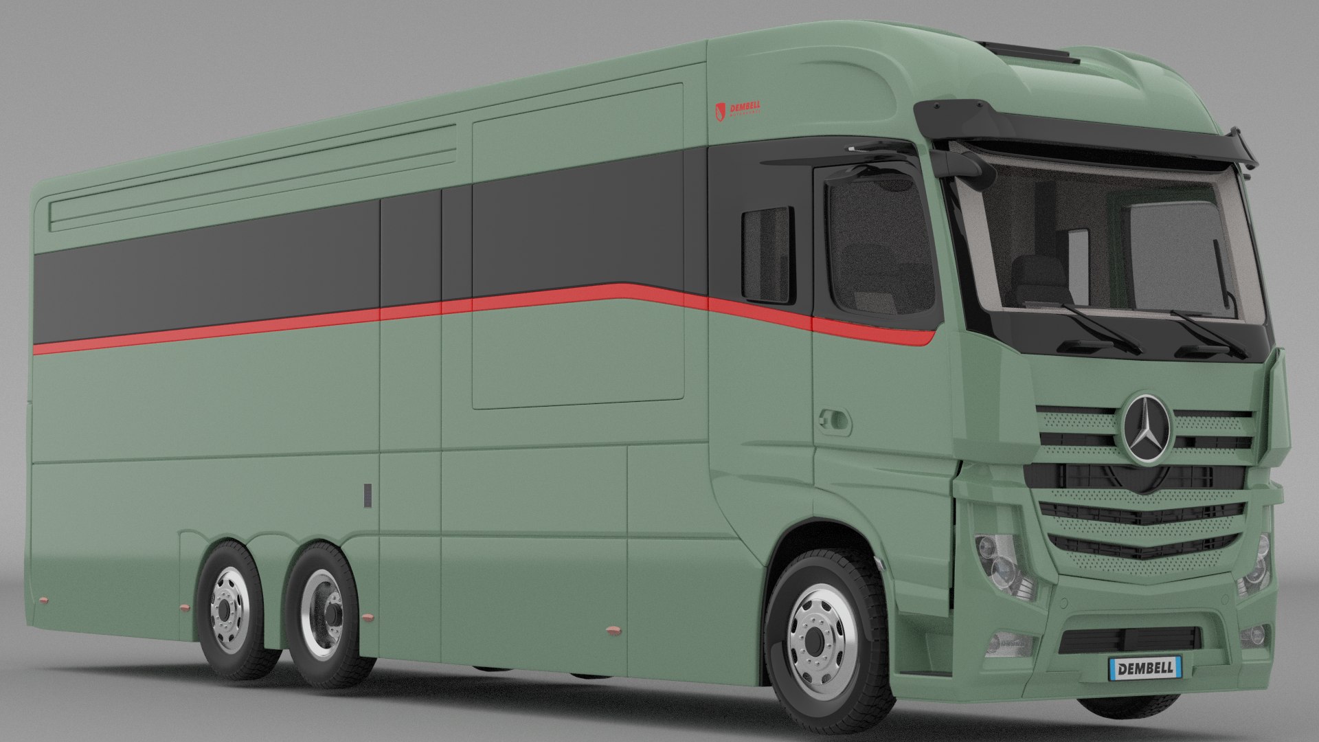 3D Dembell Motorhome Model M Green Color Class A Mercedes-Benz Actros ...