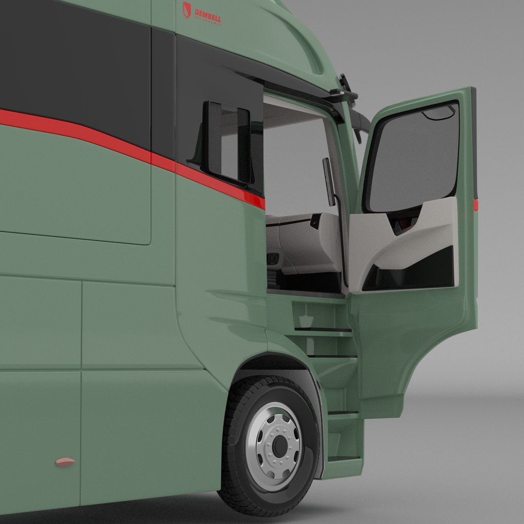 3D Dembell Motorhome Model M Green Color Class A Mercedes-Benz Actros ...