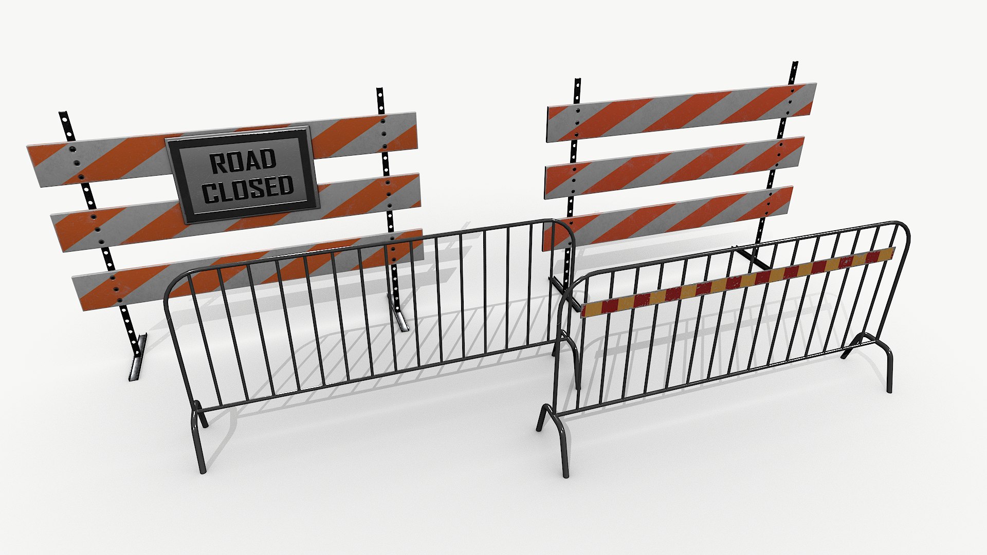 3D Road Safety Fence Barrier Set Model - TurboSquid 2483663