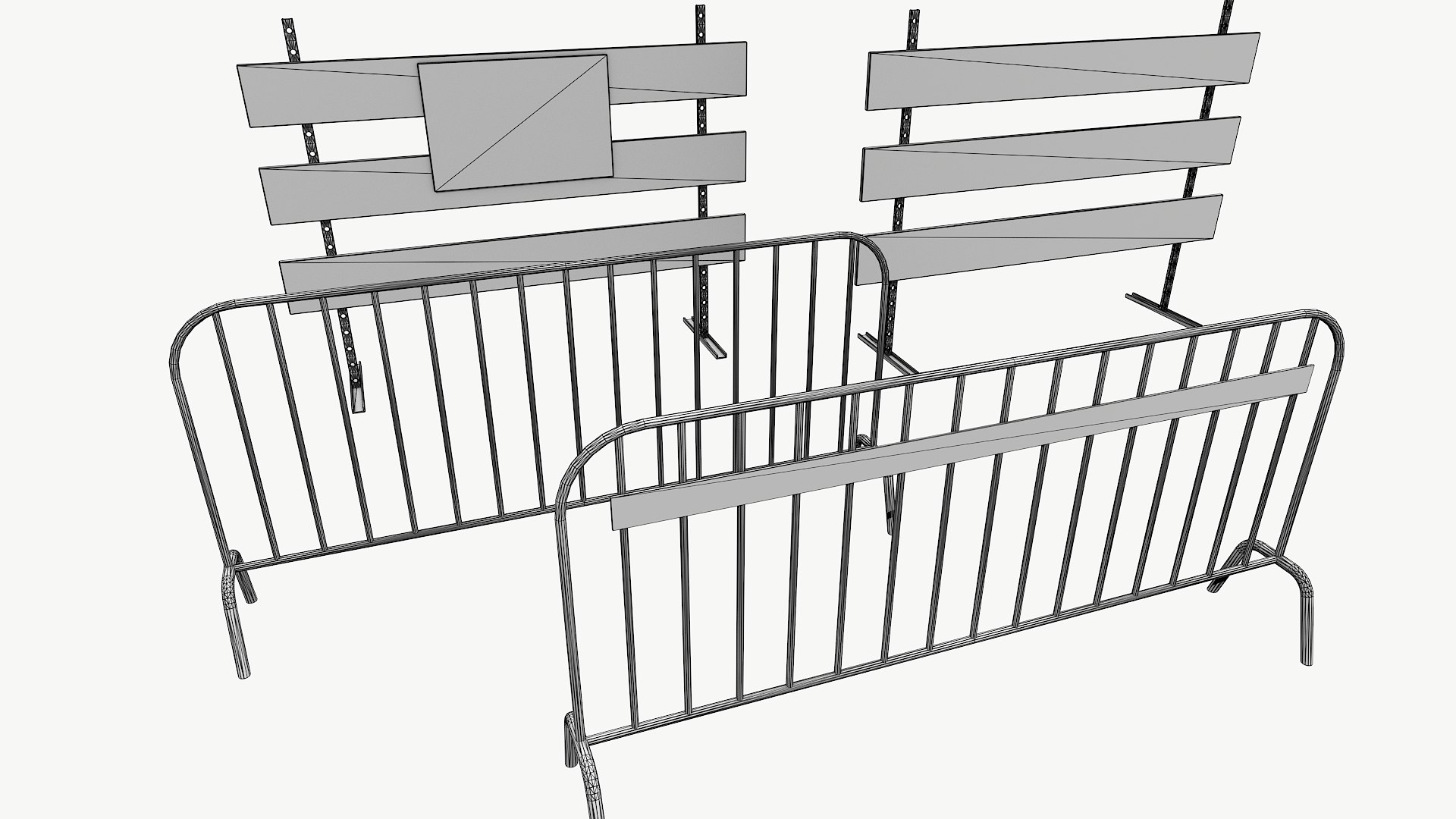 3D Road Safety Fence Barrier Set Model - TurboSquid 2483663