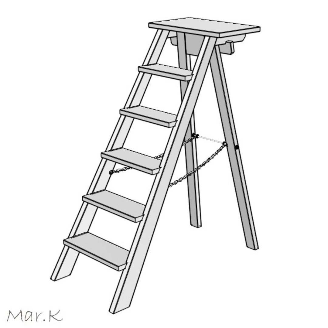 Library Steps 3d Model