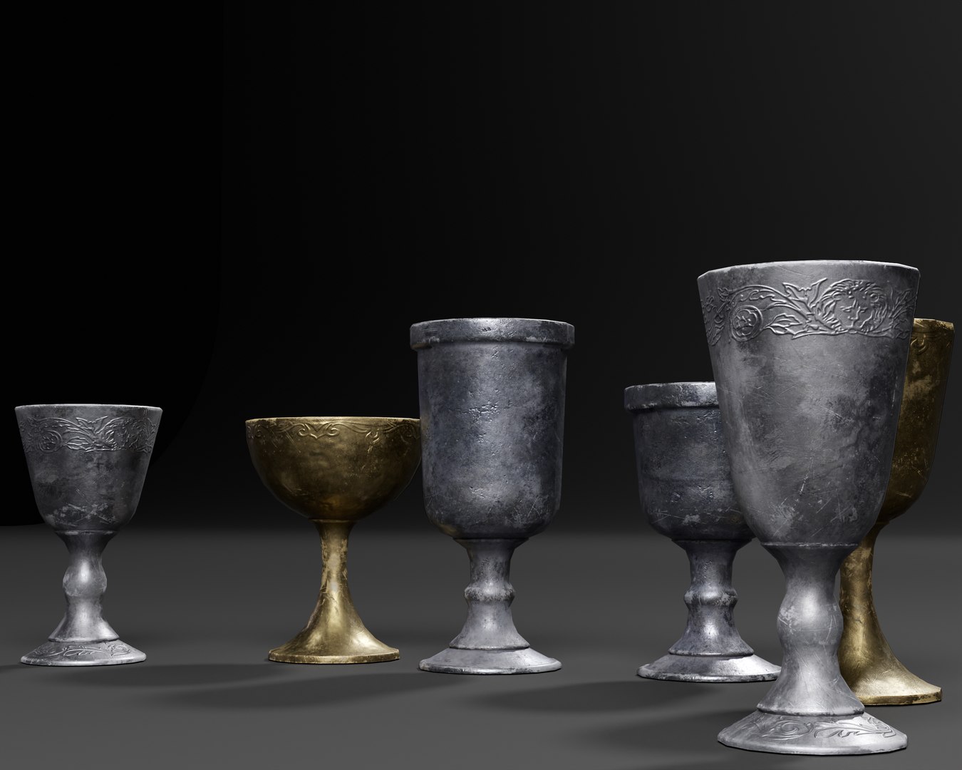 Medieval Pewter Goblets 3D Model - TurboSquid 2355737