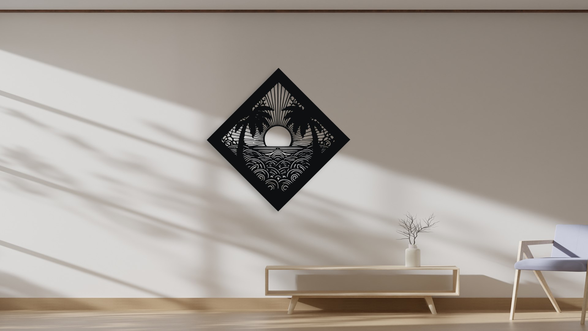 Tropical Sunset Diamond Wall Art Decor STL For 3D Print Laser Model ...