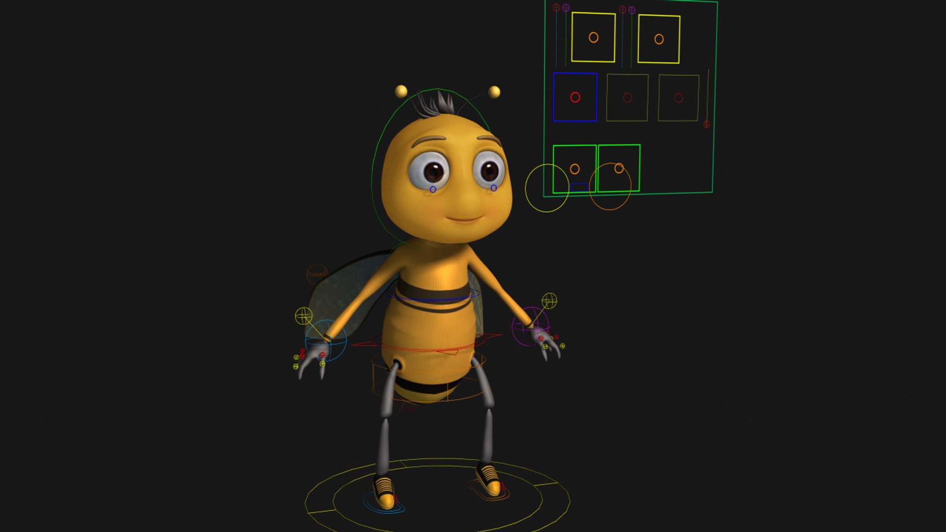 Cartoon Bee Rigged Model - TurboSquid 1313185