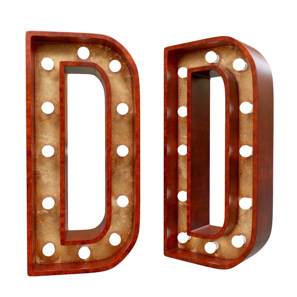 3D Marquee letter D led wooden glow sign model - TurboSquid 1974368