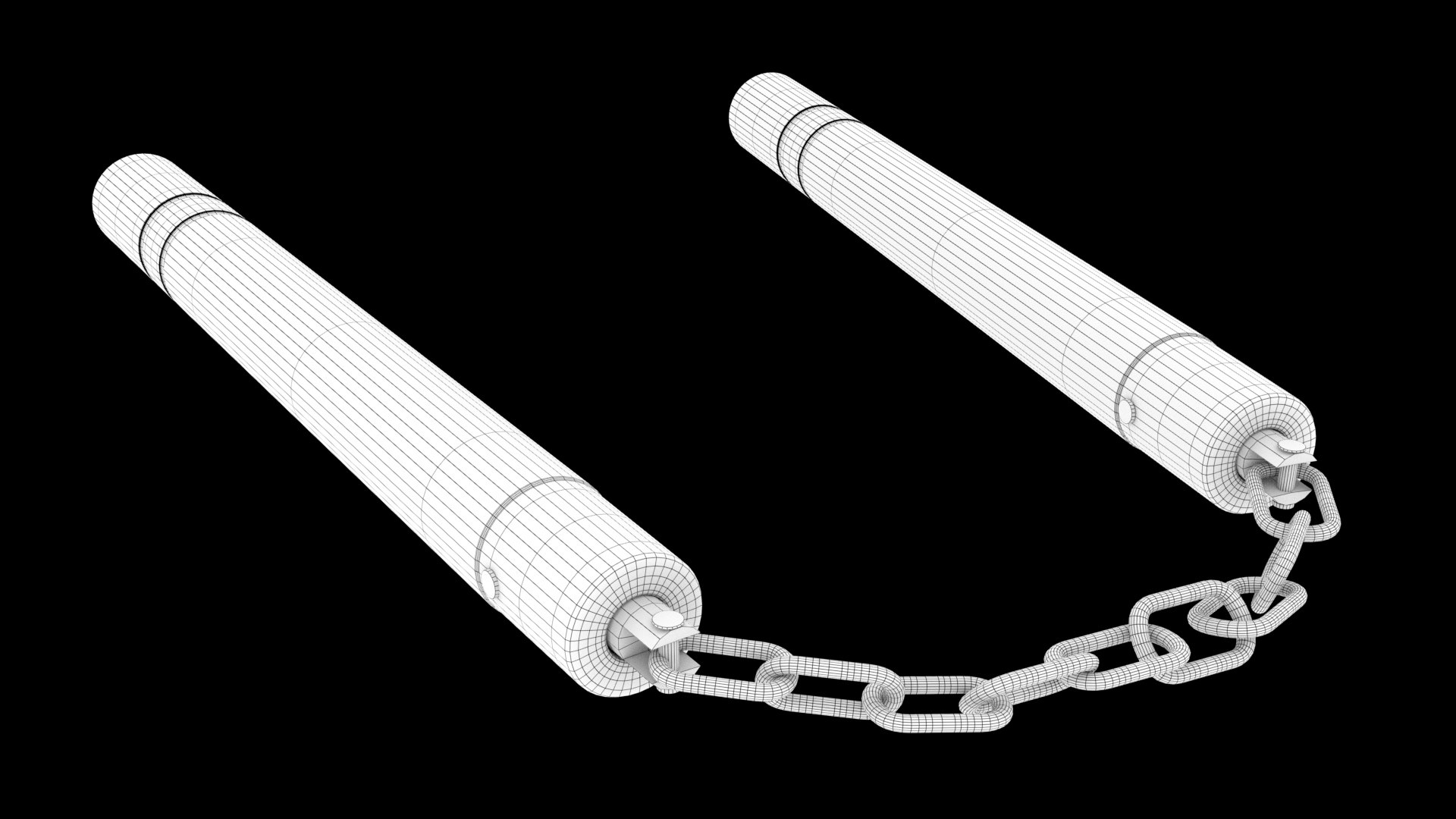 3D Nunchaku or Nunchuck made of Wood and Steel Low Poly 3D Model model ...