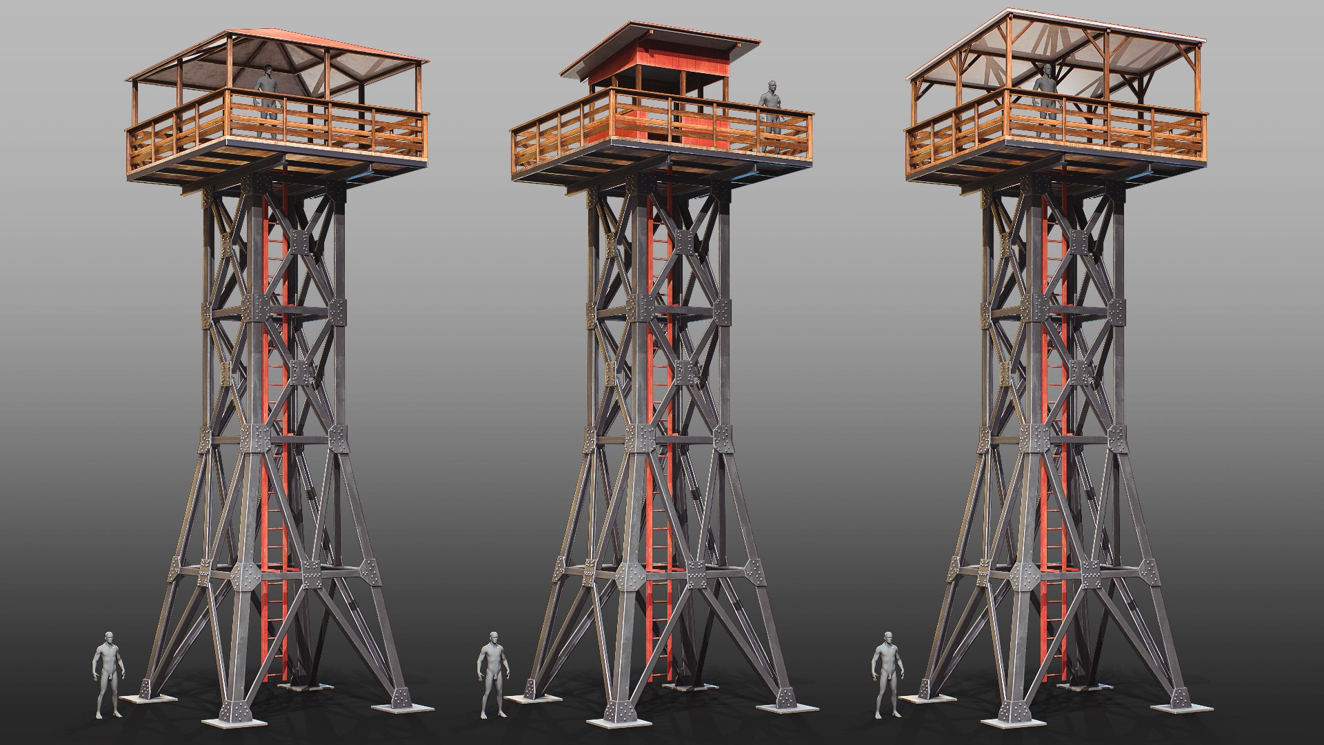 3D Game-Ready Watchtower Set 1 Model - TurboSquid 2161650