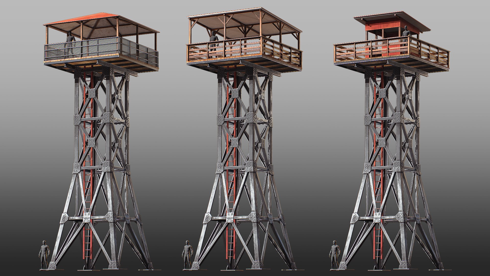 3D Game-Ready Watchtower Set 1 Model - TurboSquid 2161650