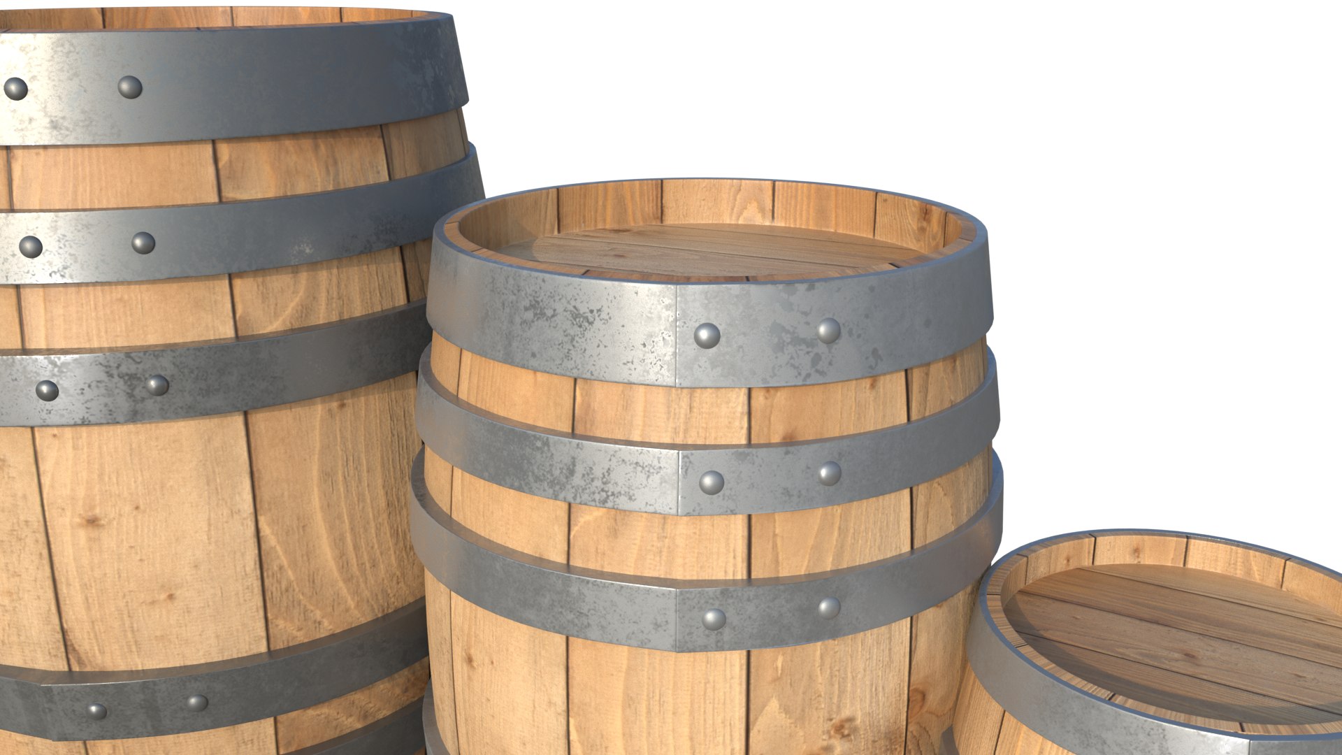 3D Three Barrels Model - TurboSquid 2068304