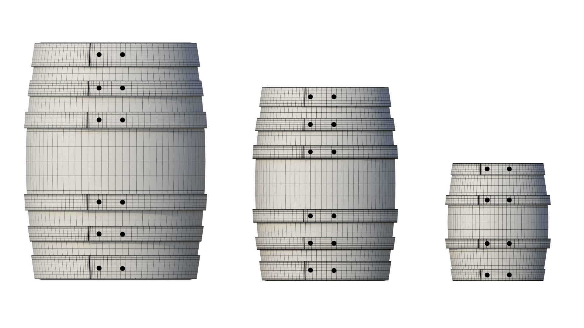 3D Three Barrels Model - TurboSquid 2068304