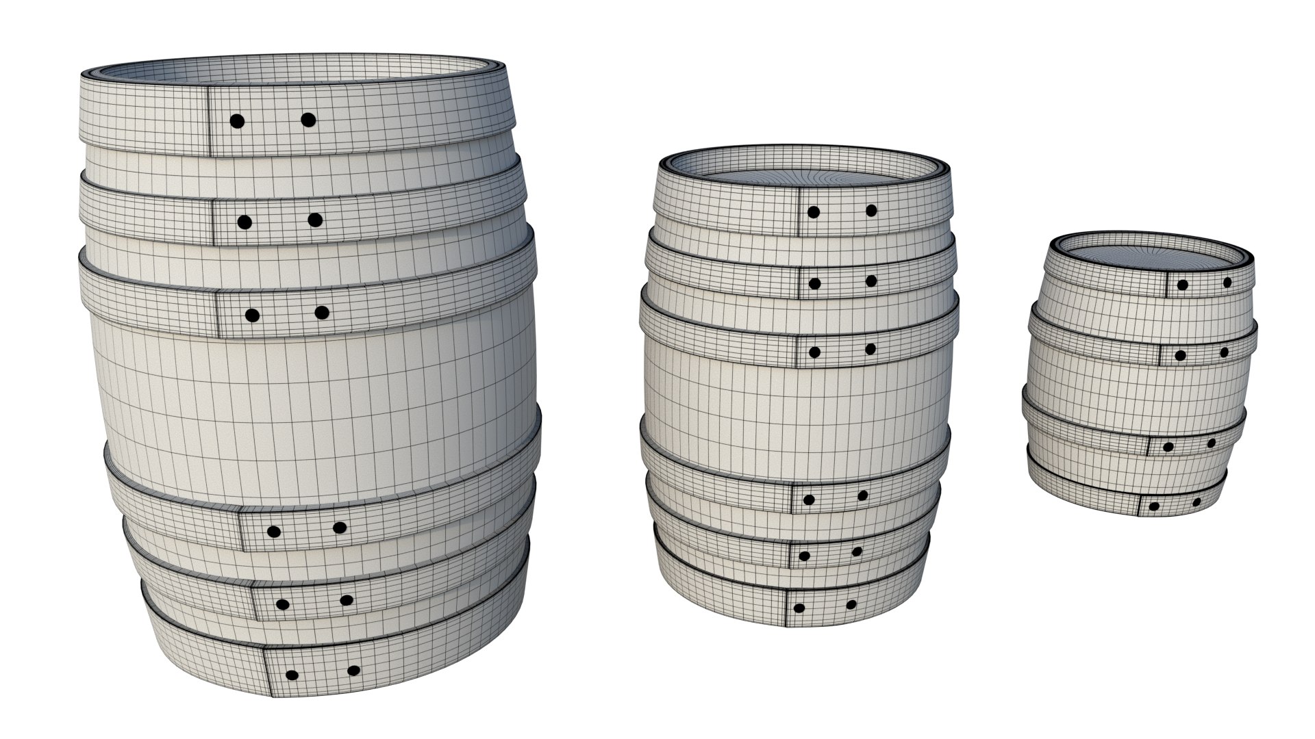3D Three Barrels Model - TurboSquid 2068304