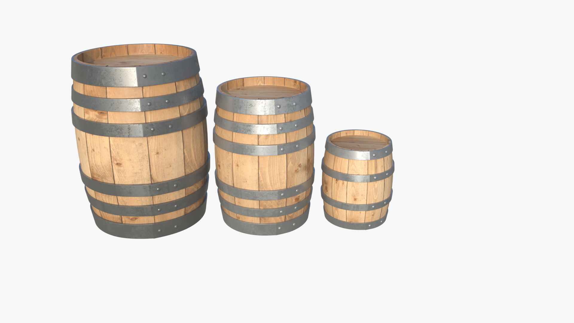 3D Three Barrels Model - TurboSquid 2068304