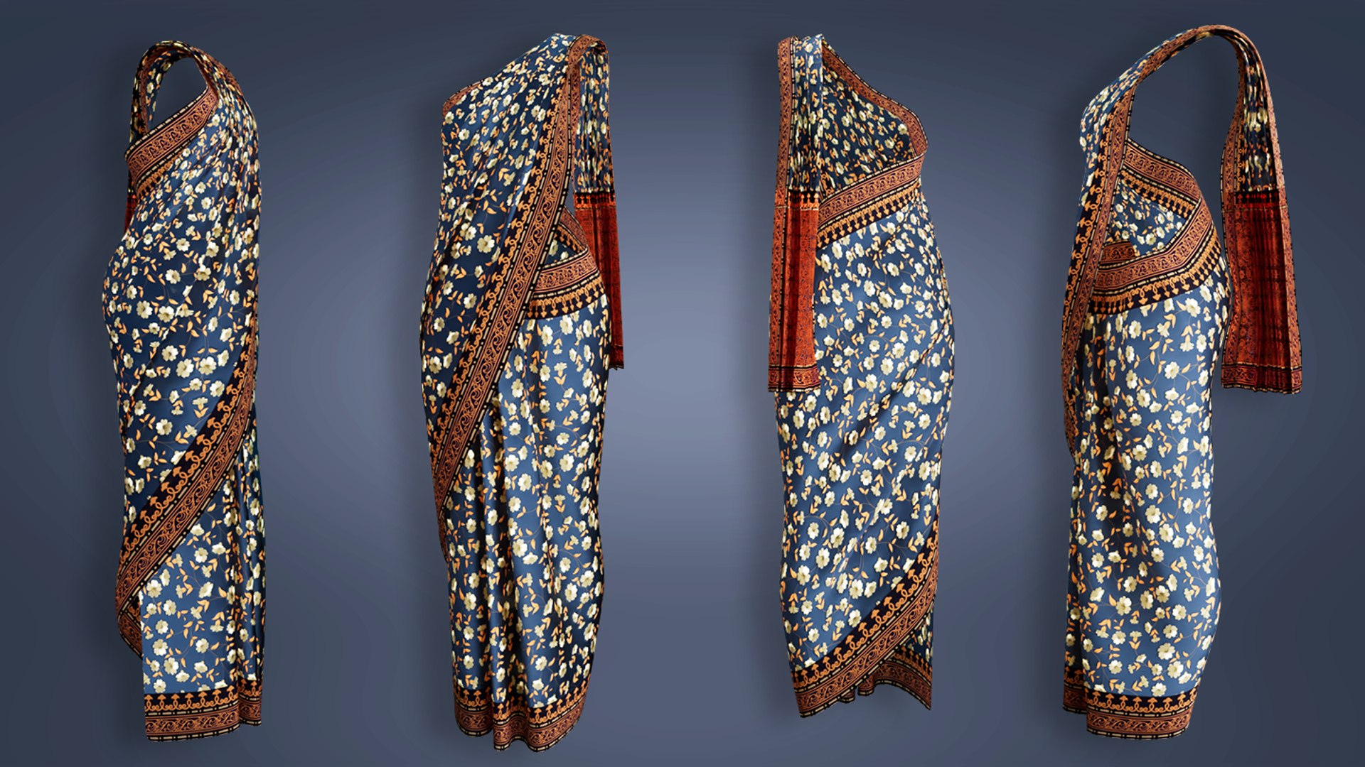 Indian Saree With Texture 3D Model - TurboSquid 2029398