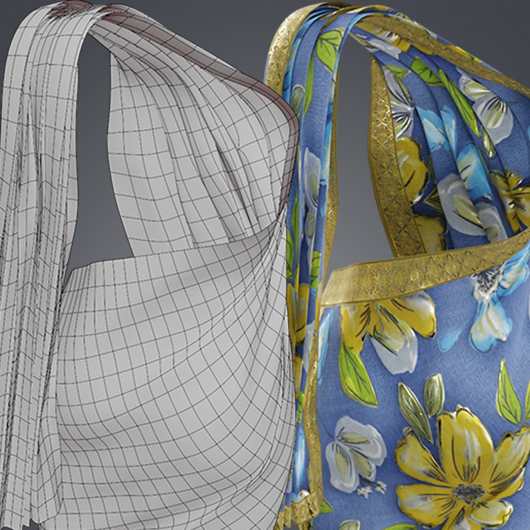 Indian Saree With Texture 3D Model - TurboSquid 2029398