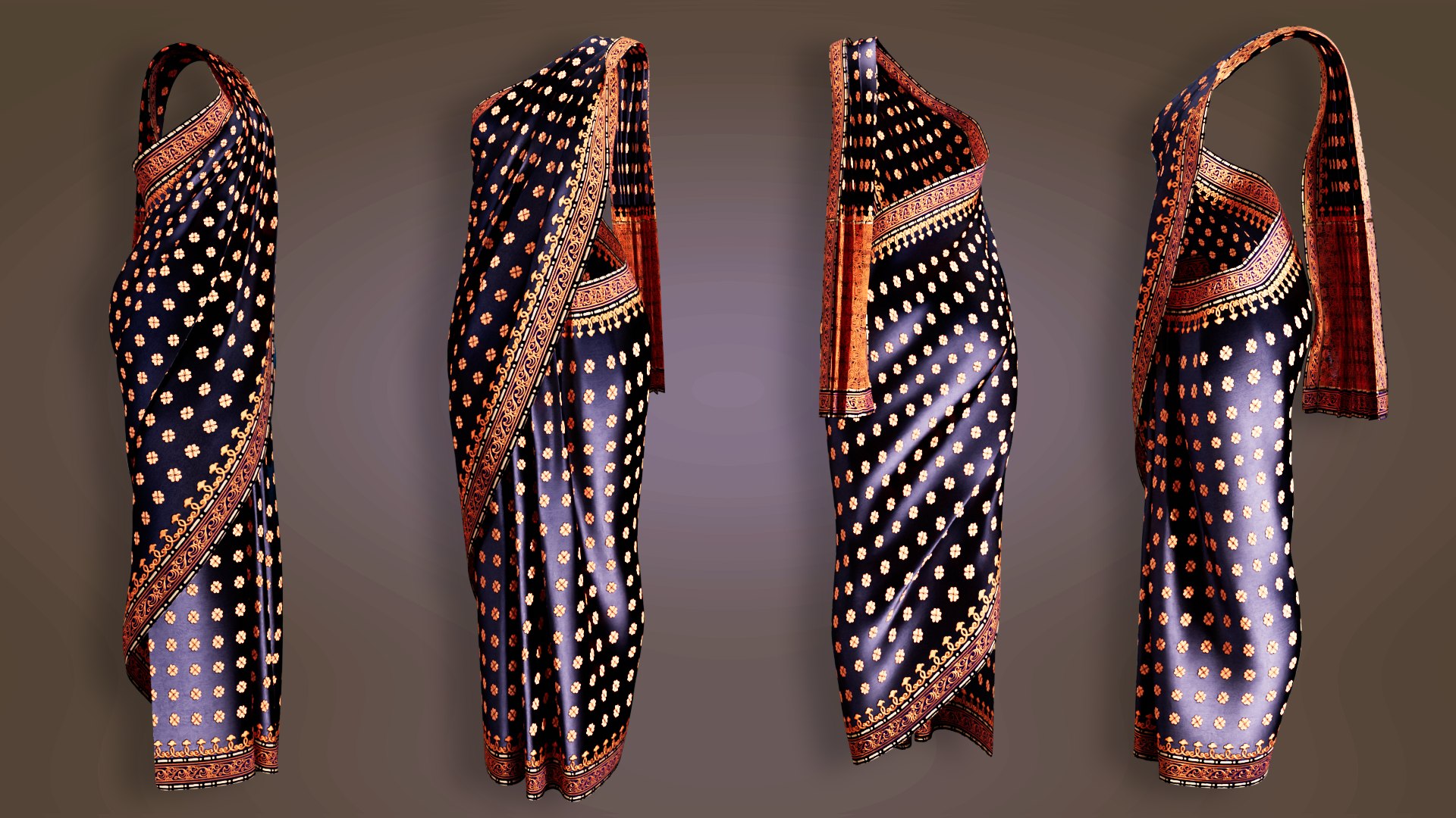 Indian Saree With Texture 3D Model - TurboSquid 2029398