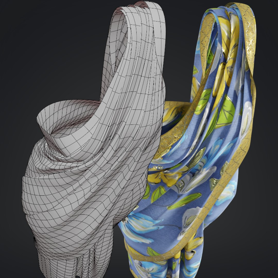 Indian Saree With Texture 3D Model - TurboSquid 2029398
