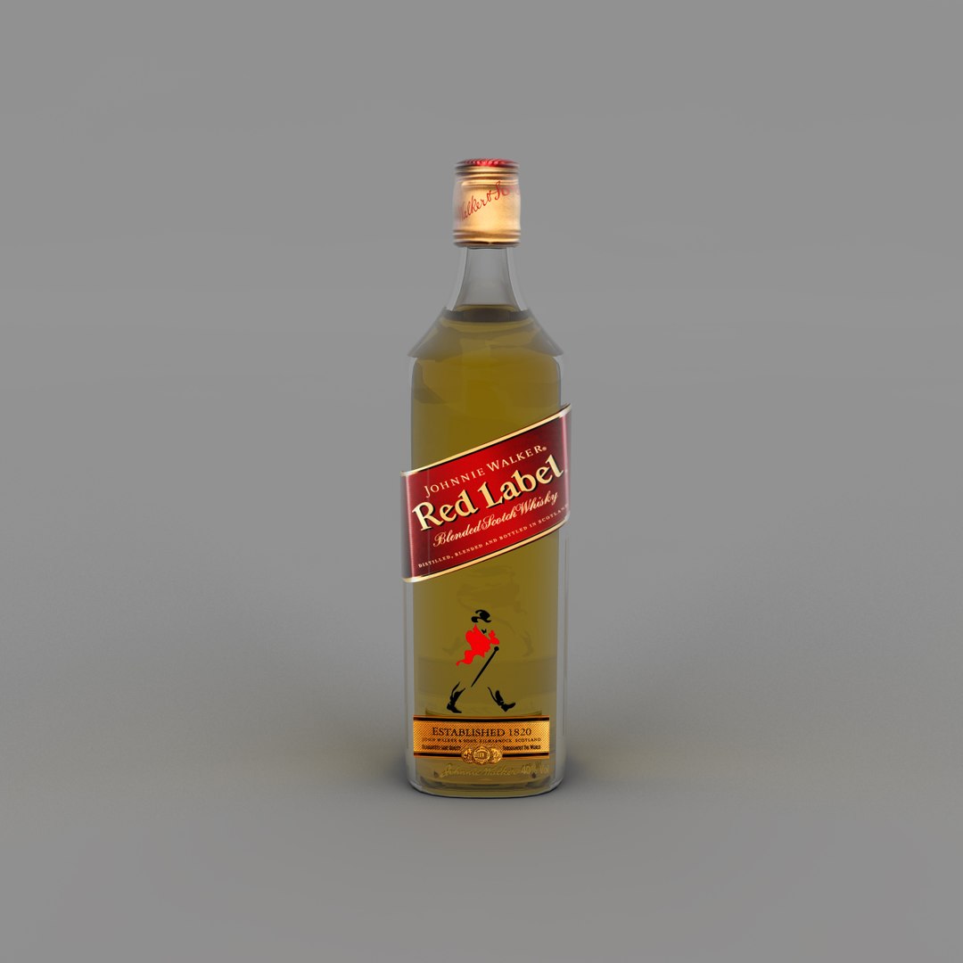 3D red label bottle model - TurboSquid 1317410