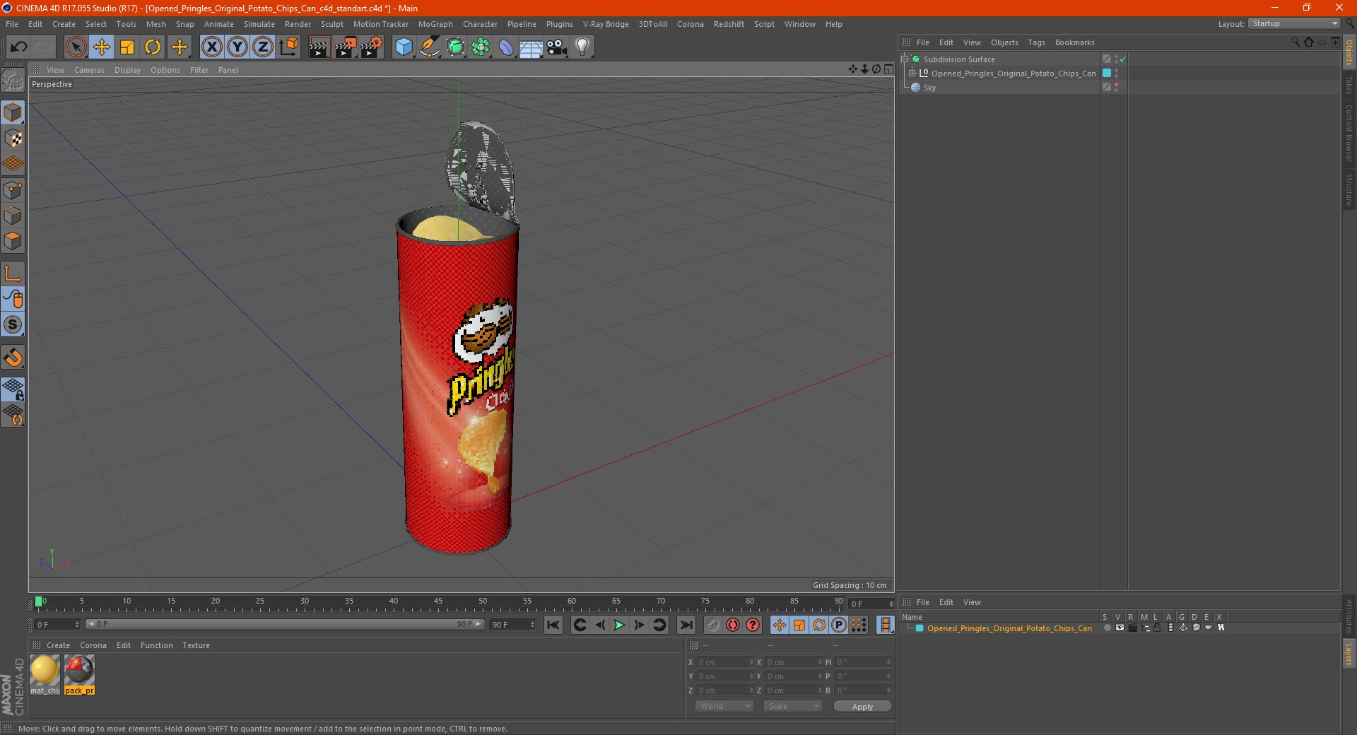 Open Pringles Original Potato Chips Can 3D model - TurboSquid 1796861