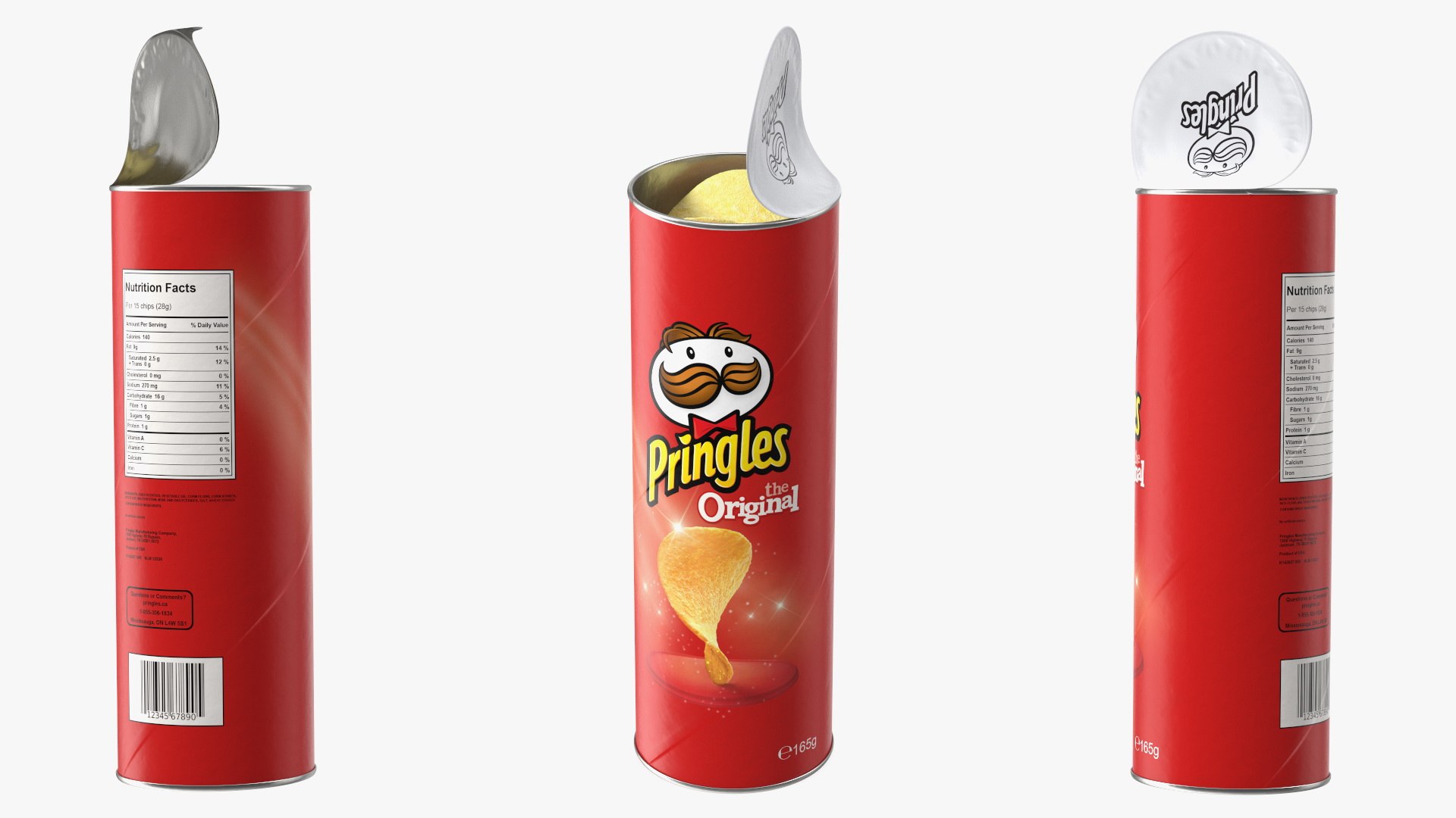 Open Pringles Original Potato Chips Can 3D model - TurboSquid 1796861