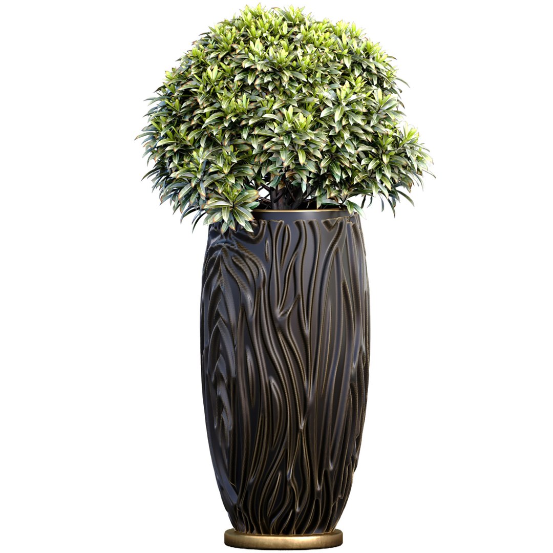 3D Model Decorative Wood In A Designer Luxury Modern Flower Vase ...