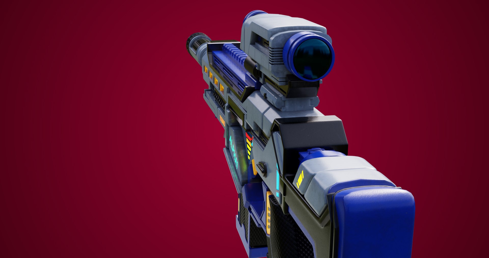 3D Sci Fi Assault Rifle Gun01 PBR Unity UE V-Ray Textures Included ...