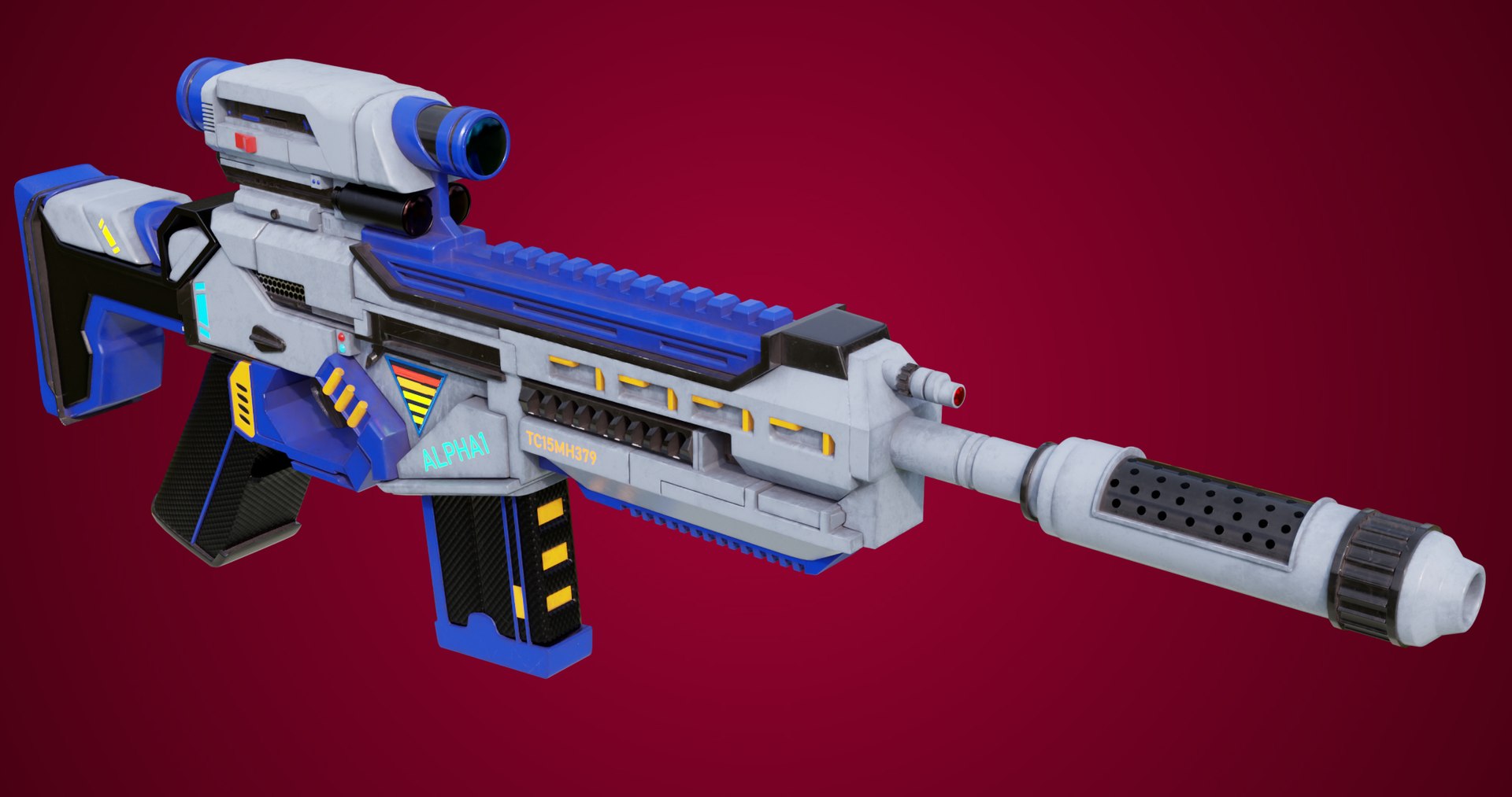 3D Sci Fi Assault Rifle Gun01 PBR Unity UE V-Ray Textures Included ...