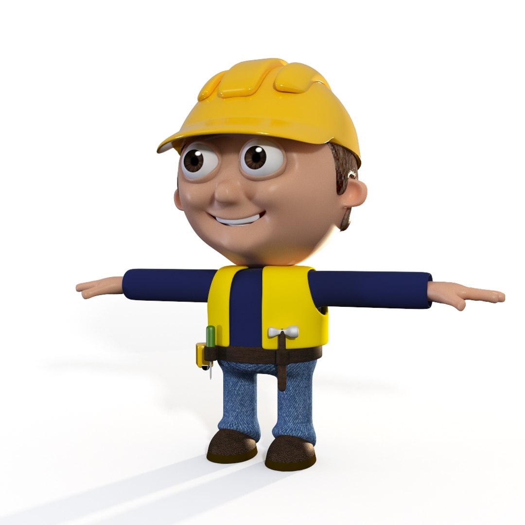 Cartoon Builder Man 3D Model - TurboSquid 1188937