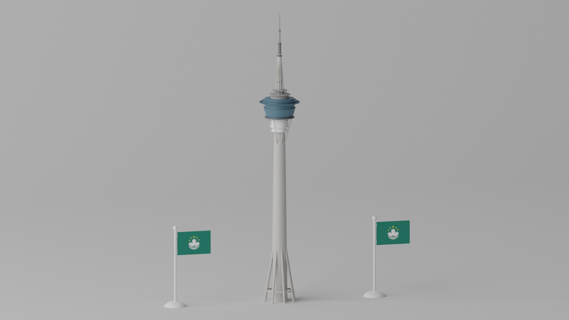 Cartoon Macau Tower Landmark Model - TurboSquid 2205700