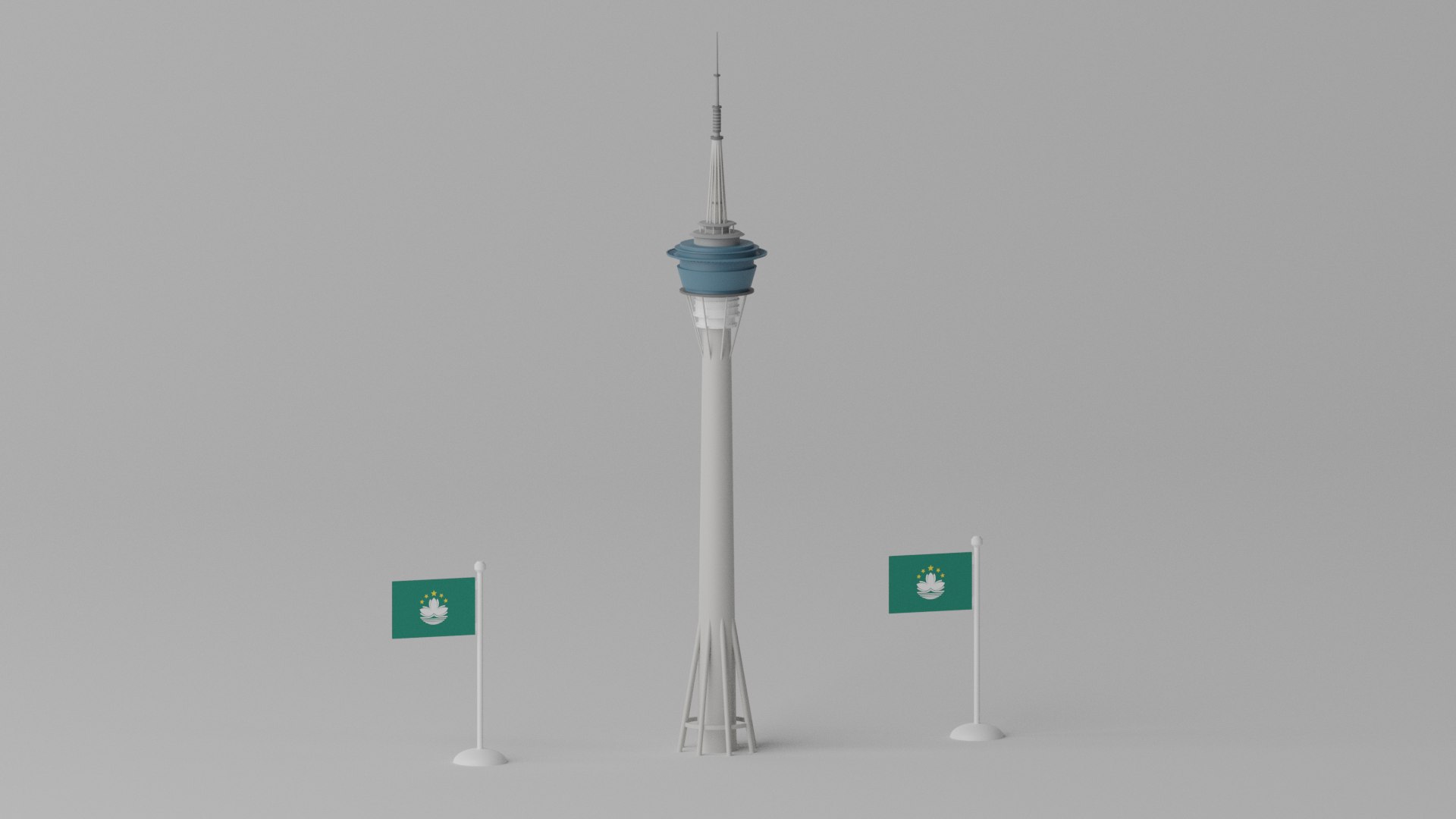Cartoon Macau Tower Landmark Model - TurboSquid 2205700