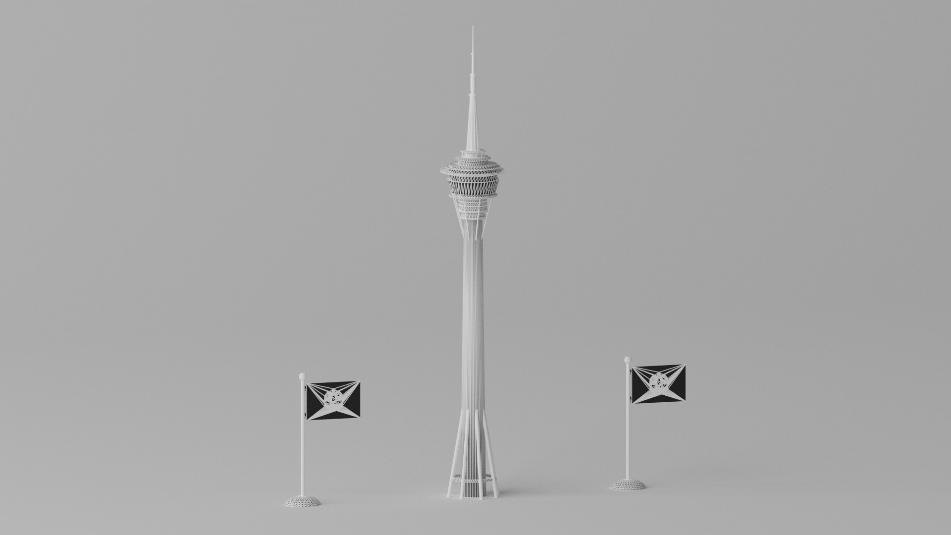 Cartoon Macau Tower Landmark Model - TurboSquid 2205700