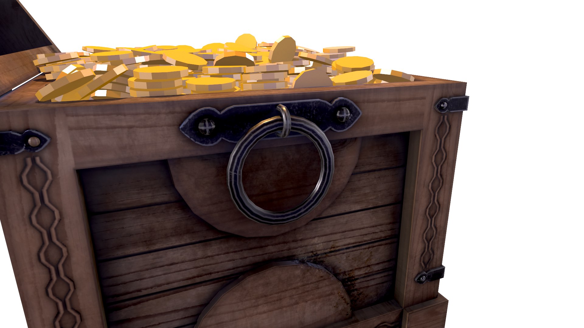 Chest With Golden Coins 3D Model - TurboSquid 2089345