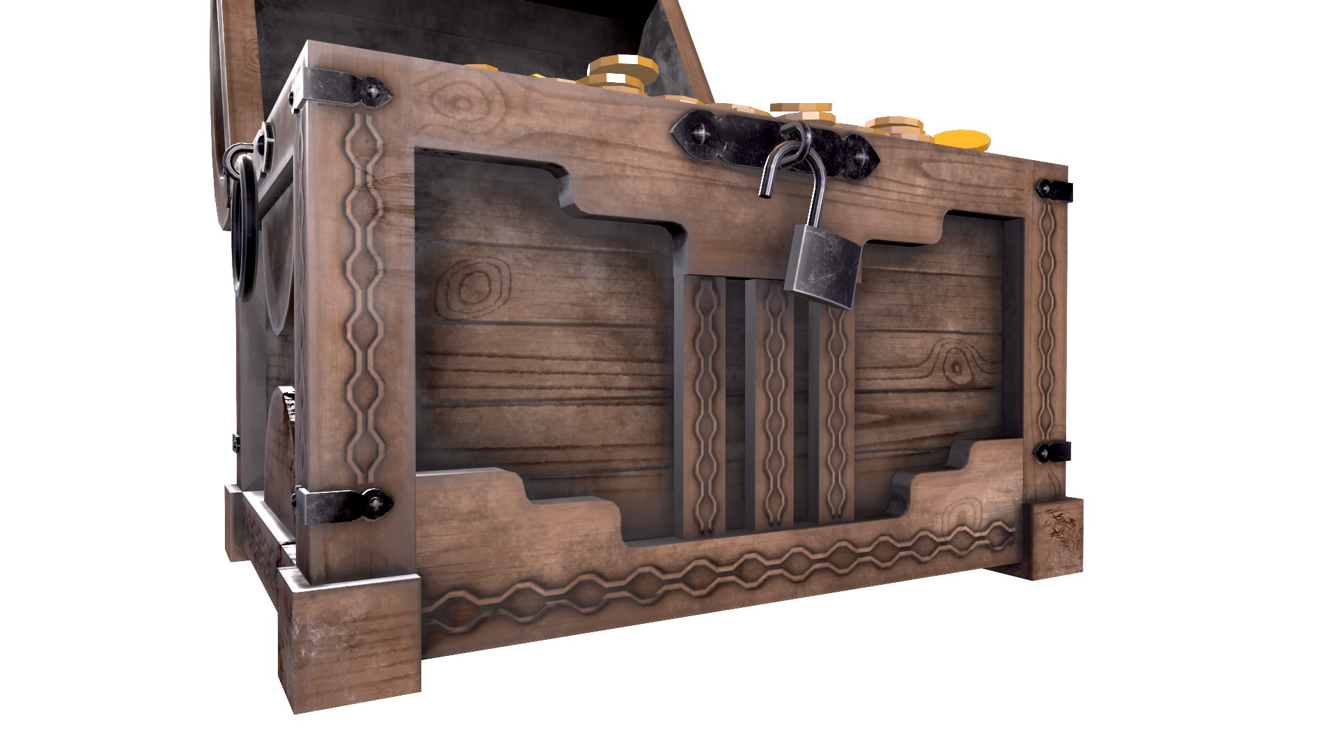 Chest With Golden Coins 3D Model - TurboSquid 2089345