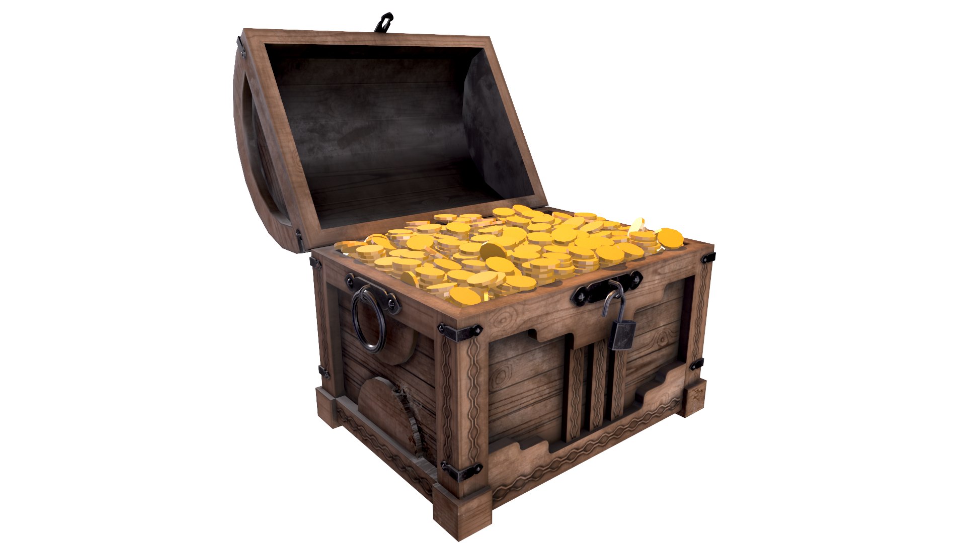 Chest With Golden Coins 3D Model - TurboSquid 2089345