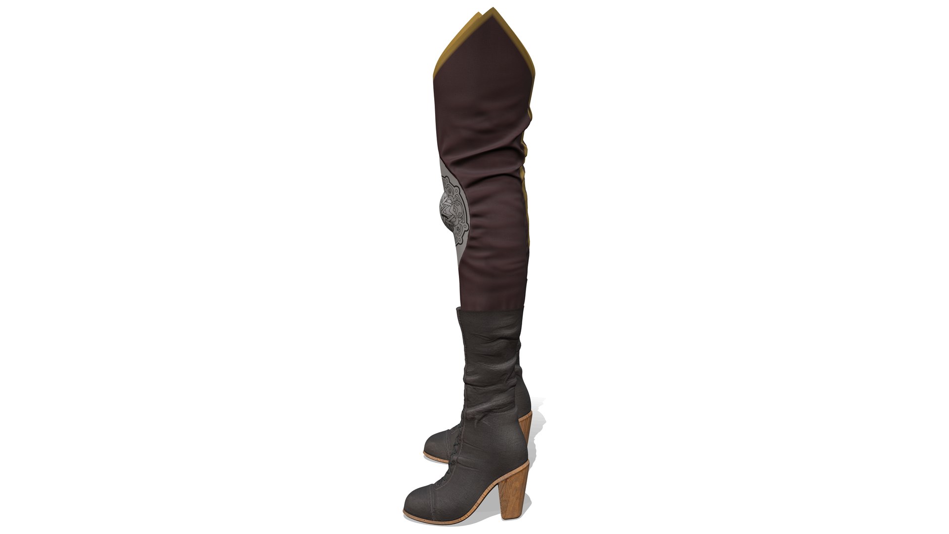 Medieval Knights High Heel Thigh Boots With Knee Guard 3D Model ...
