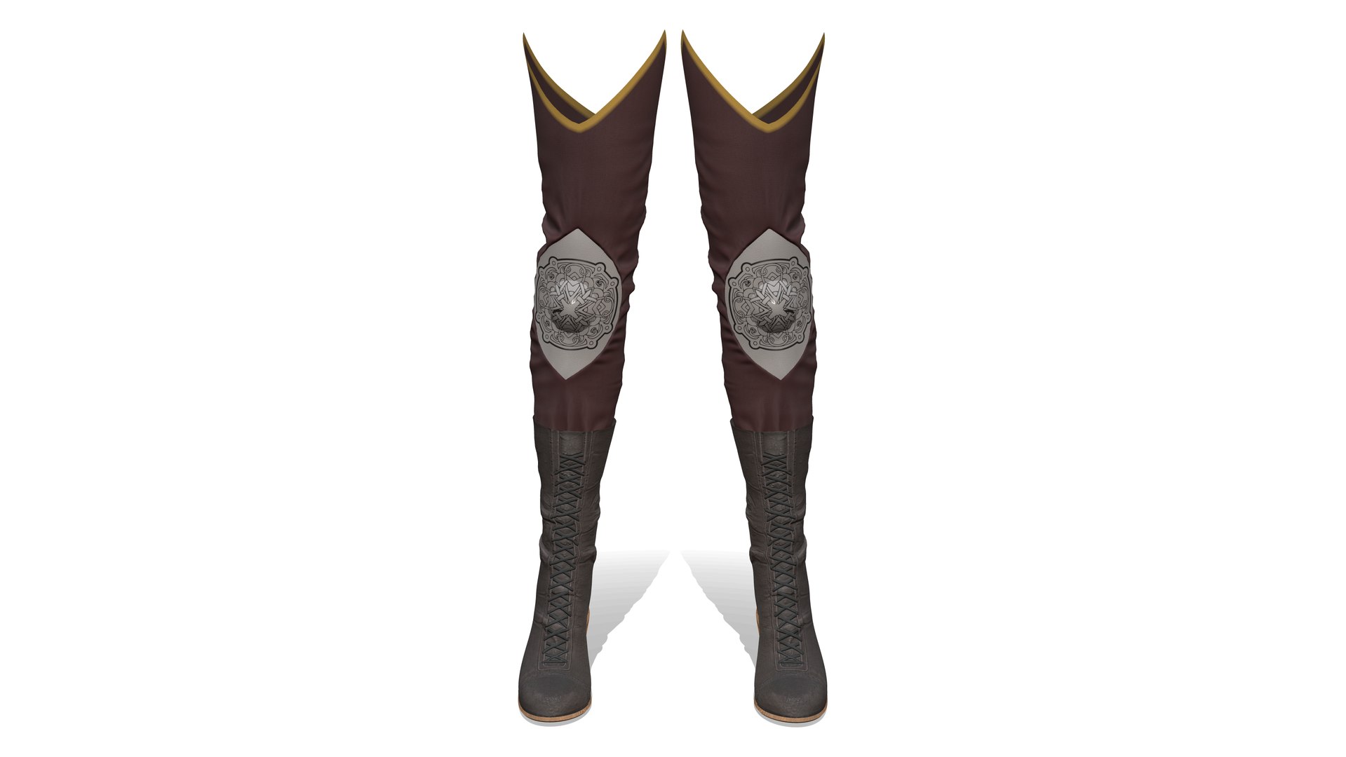 Medieval Knights High Heel Thigh Boots With Knee Guard 3D Model ...