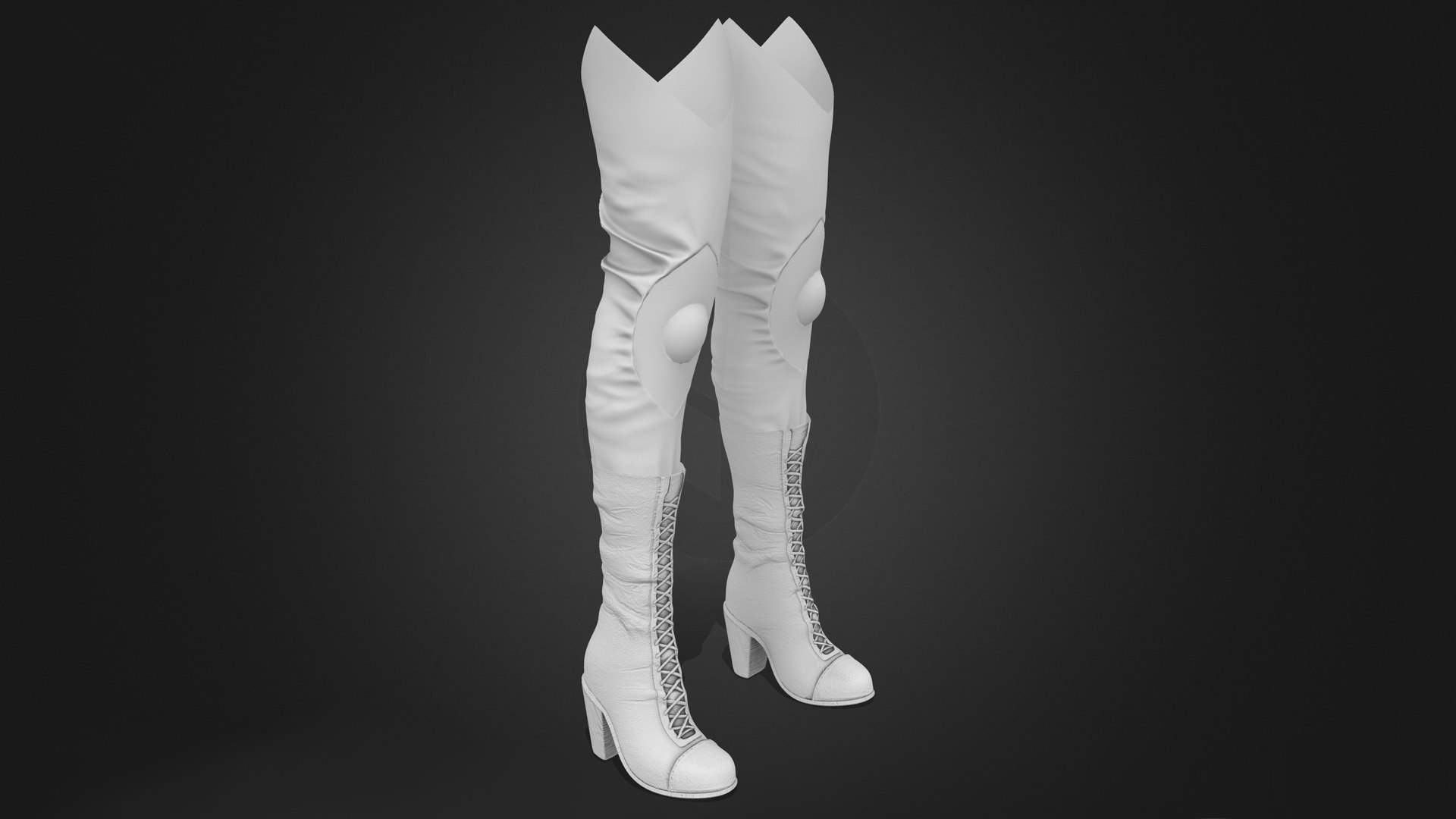 Medieval Knights High Heel Thigh Boots With Knee Guard 3D Model ...