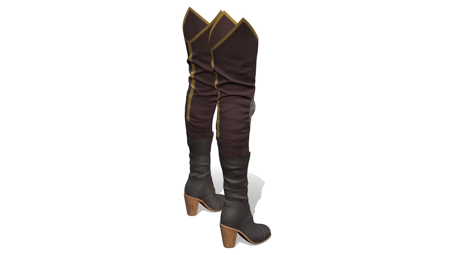 Medieval Knights High Heel Thigh Boots With Knee Guard 3D Model ...