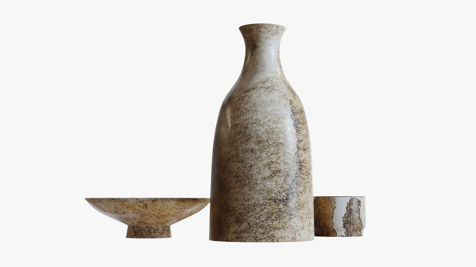 3D Brown Stains Sake Set Model - TurboSquid 2242312